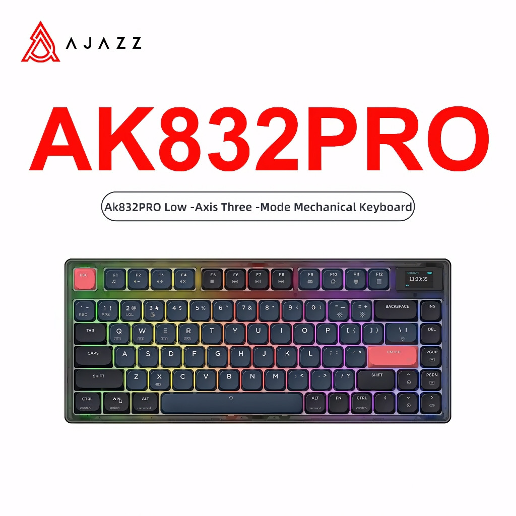Teclado Mecânico AJAZZ AK832 PRO, Sem Fio 2.4G, Bluetooth, Iluminação ...