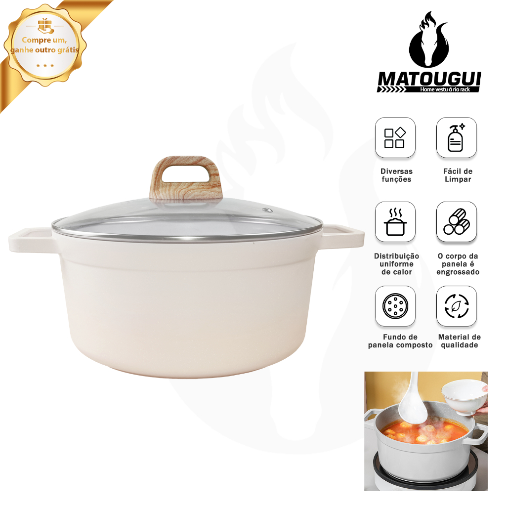 [Matougui]Panela de guisado multifuncional com Revestimento Cerâmico ...