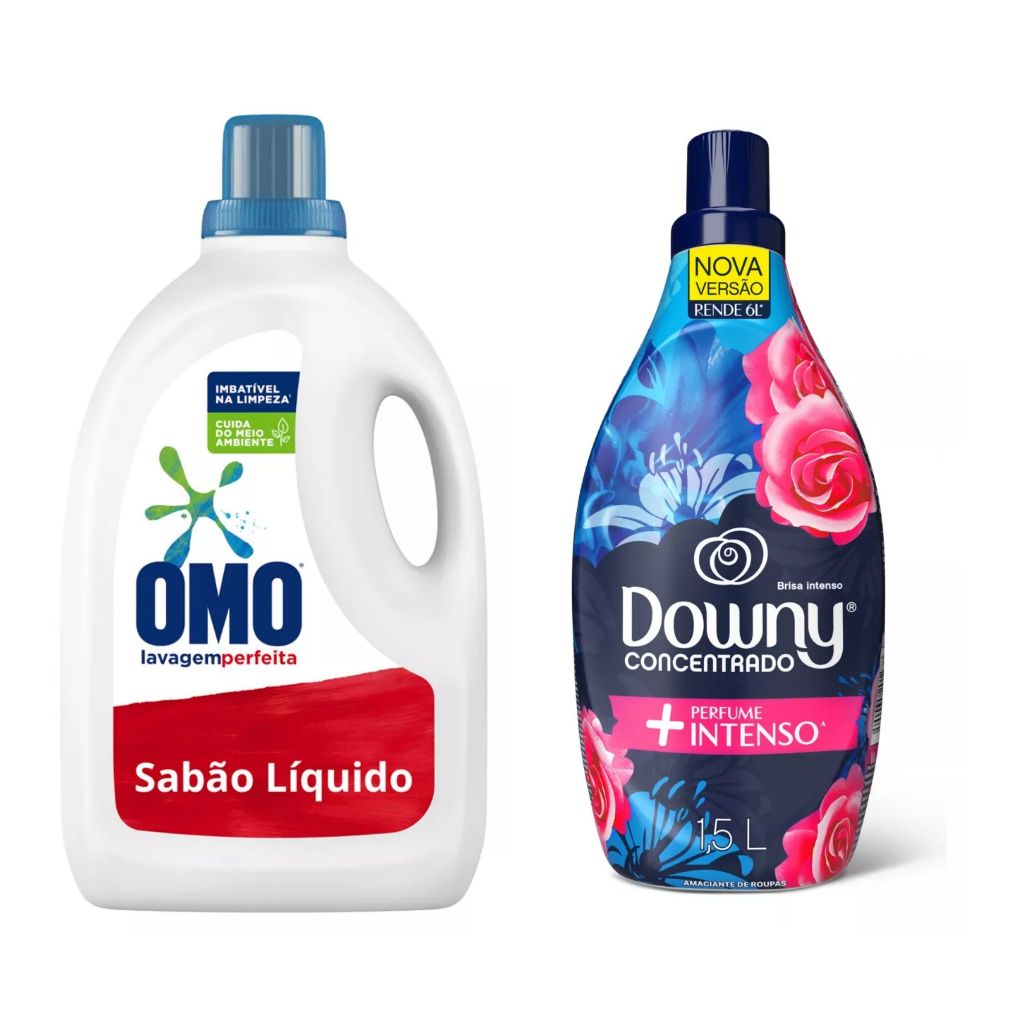 Kit Sabão Liquido Omo 5 L + Amaciante Downy Concentrado Perfume+Intenso ...