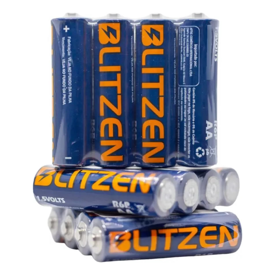 Pilha Blitzen Kit 8 Unidades Um-4 Aaa R03p 1.5 V Aaa Palito | Shopee Brasil