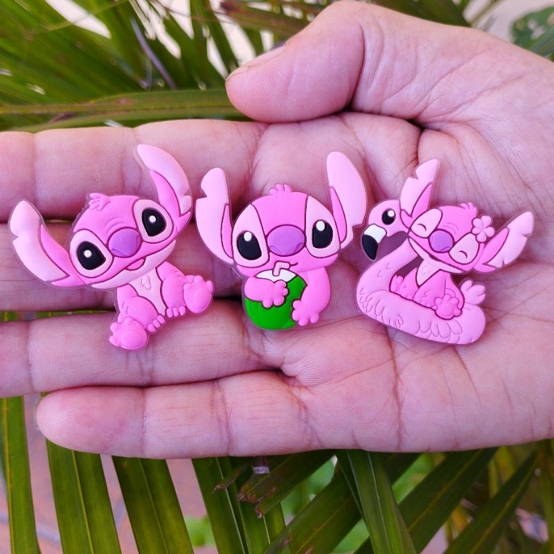 Pin Charm Fofo Stitch Verão Rosa 3und Kit | Shopee Brasil