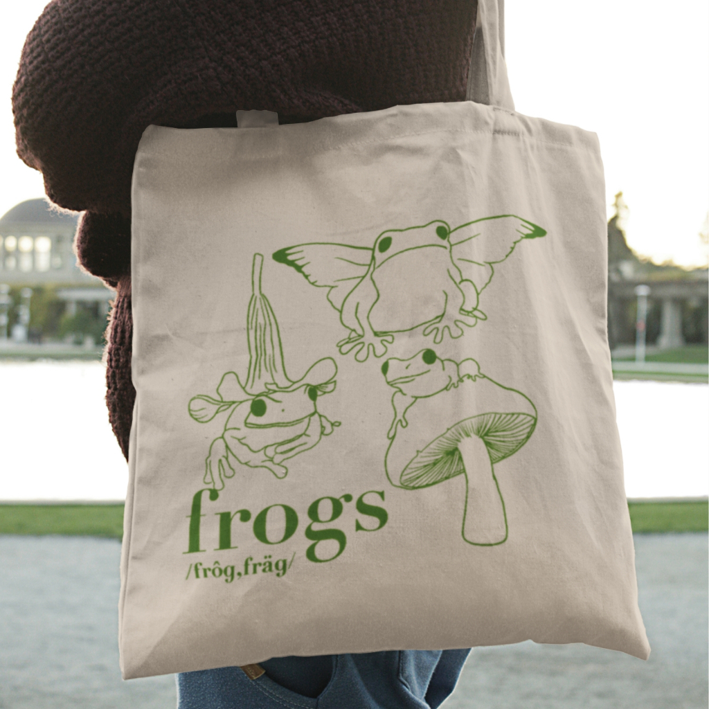 Bolsa Sacola Ecobag Premium Brim Cru Com e Sem Zíper Sapinhos Fofos Sapos 100% Algodão | Shopee ...