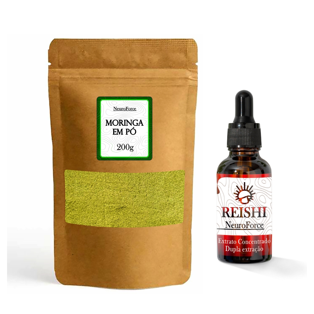 Kit Moringa em Pó Pura 200g + Extrato Cogumelo Reishi Ganoderma 30ml ...