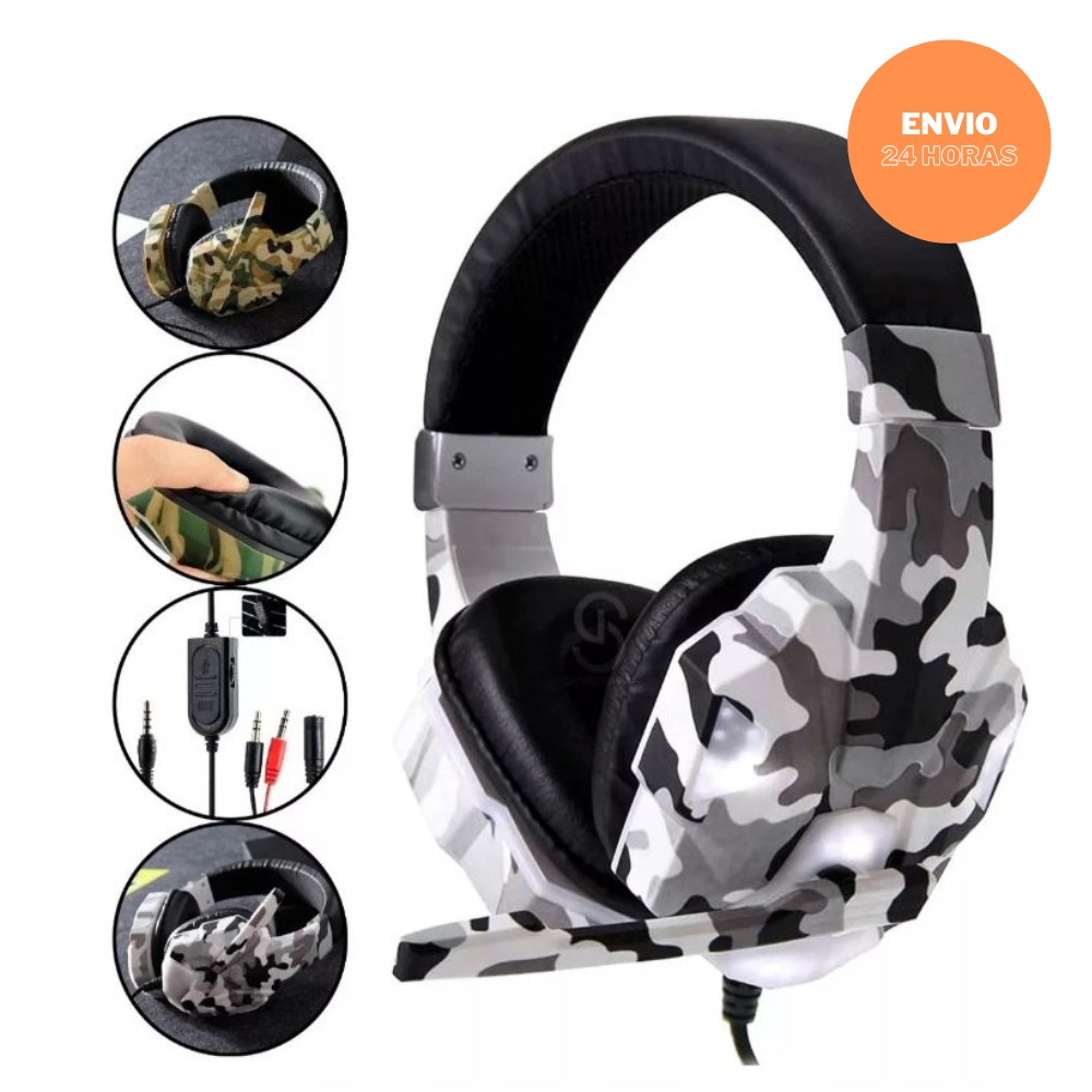 FONE GAMER PS4 XBOX PC HEADSET COM MICROFONE CAMUFLADO FONE DE OUVIDO ...
