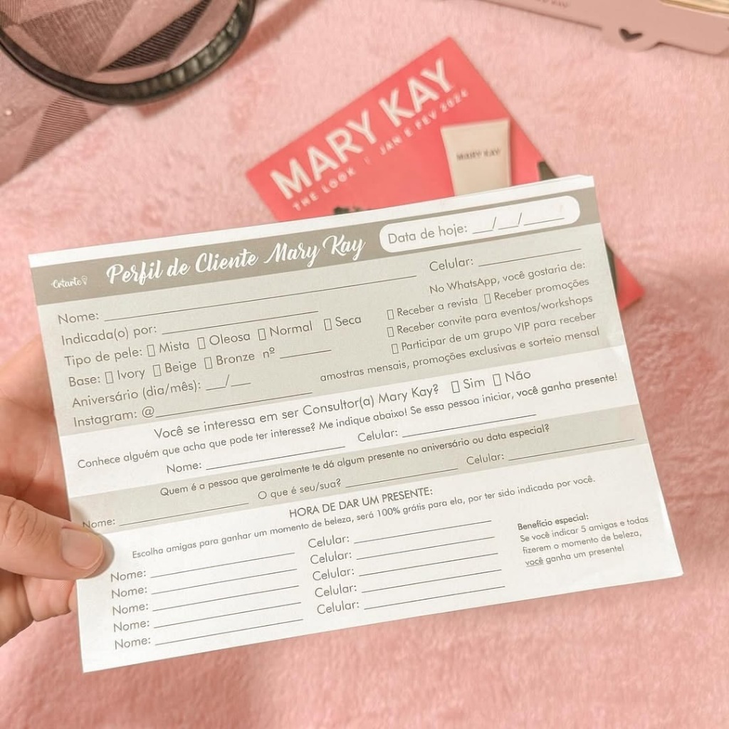 Ficha Perfil da Cliente Mary Kay - 25 folhas | Shopee Brasil