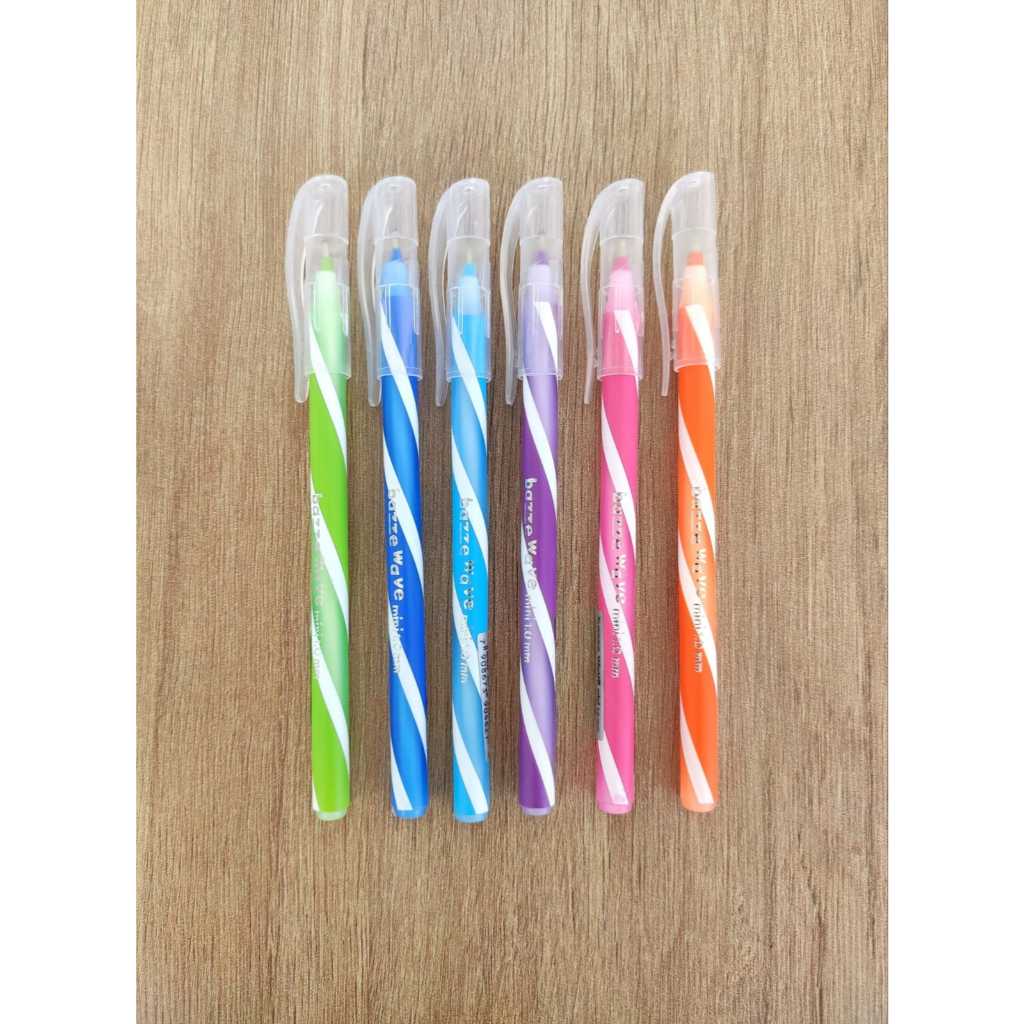 Kit 6 Mini Canetas Esferográficas Coloridas Wave 1.0MM - Bazze | Shopee ...