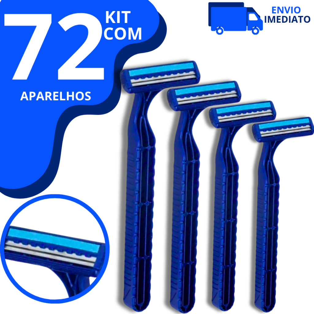 Kit Com 72 Barbeador Aparelho De Barbear Descartável 2 Lâminas Com Fita ...