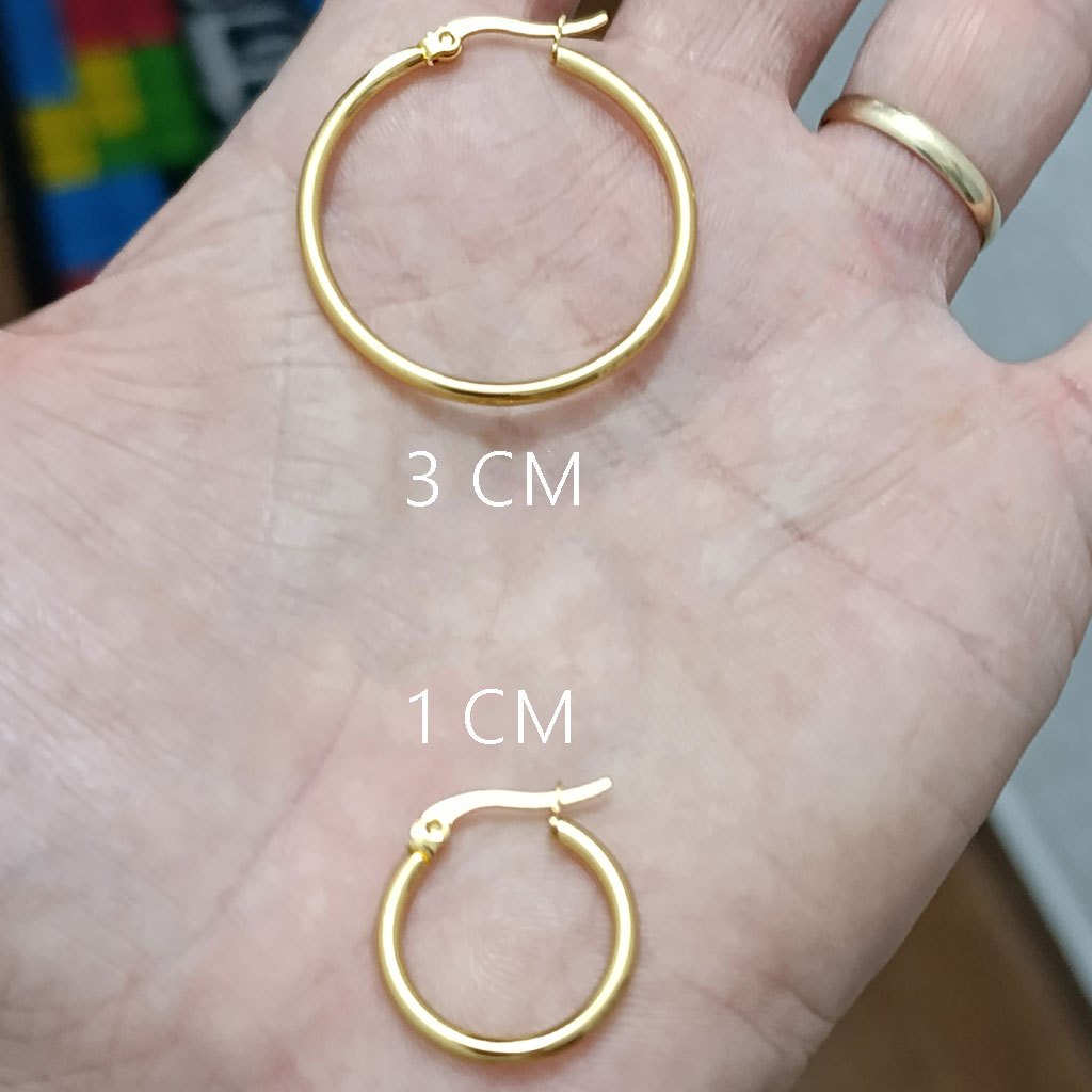 Kit 2 Pares Duo de Brincos Argolas Aço Inox Douradas Luxo Não Escurecem ...