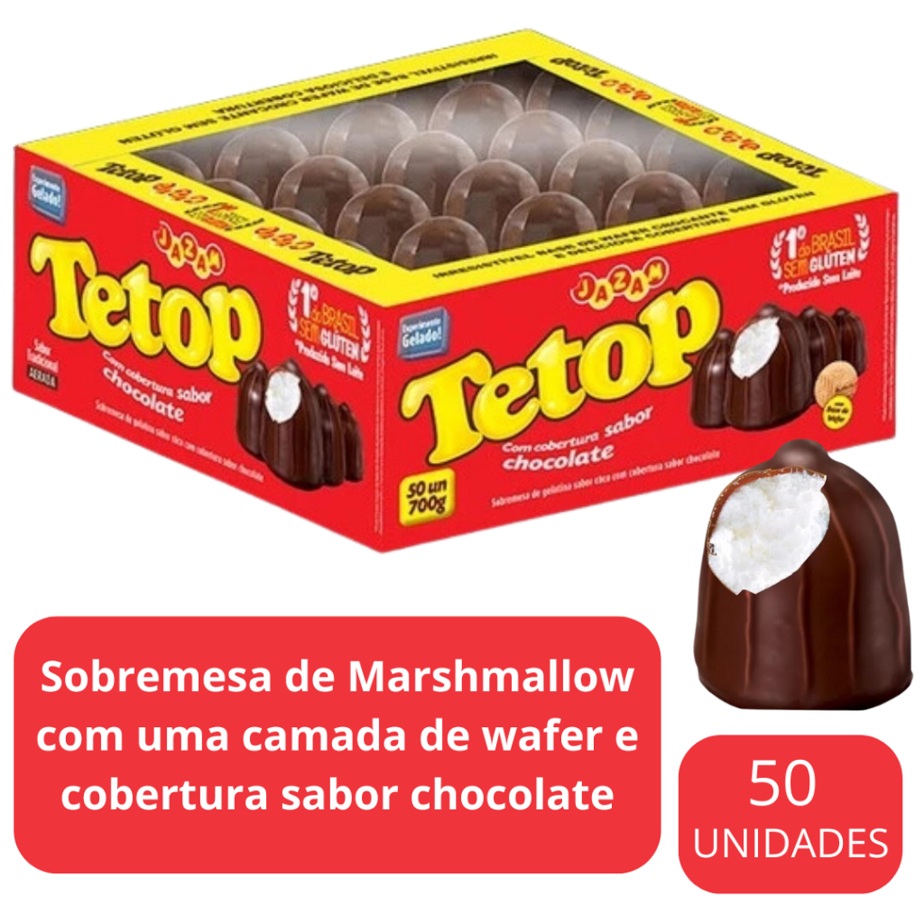 Tetop Jazam Doce Tradicional Caixa com 50 Unidades - Sabor Marshmallow ...