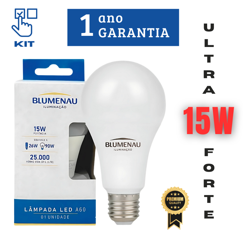 Lâmpada de led 15w E27 Bivolt 6500K Blumenau ORIGINAL (1 Ano de Garantia) | Shopee Brasil