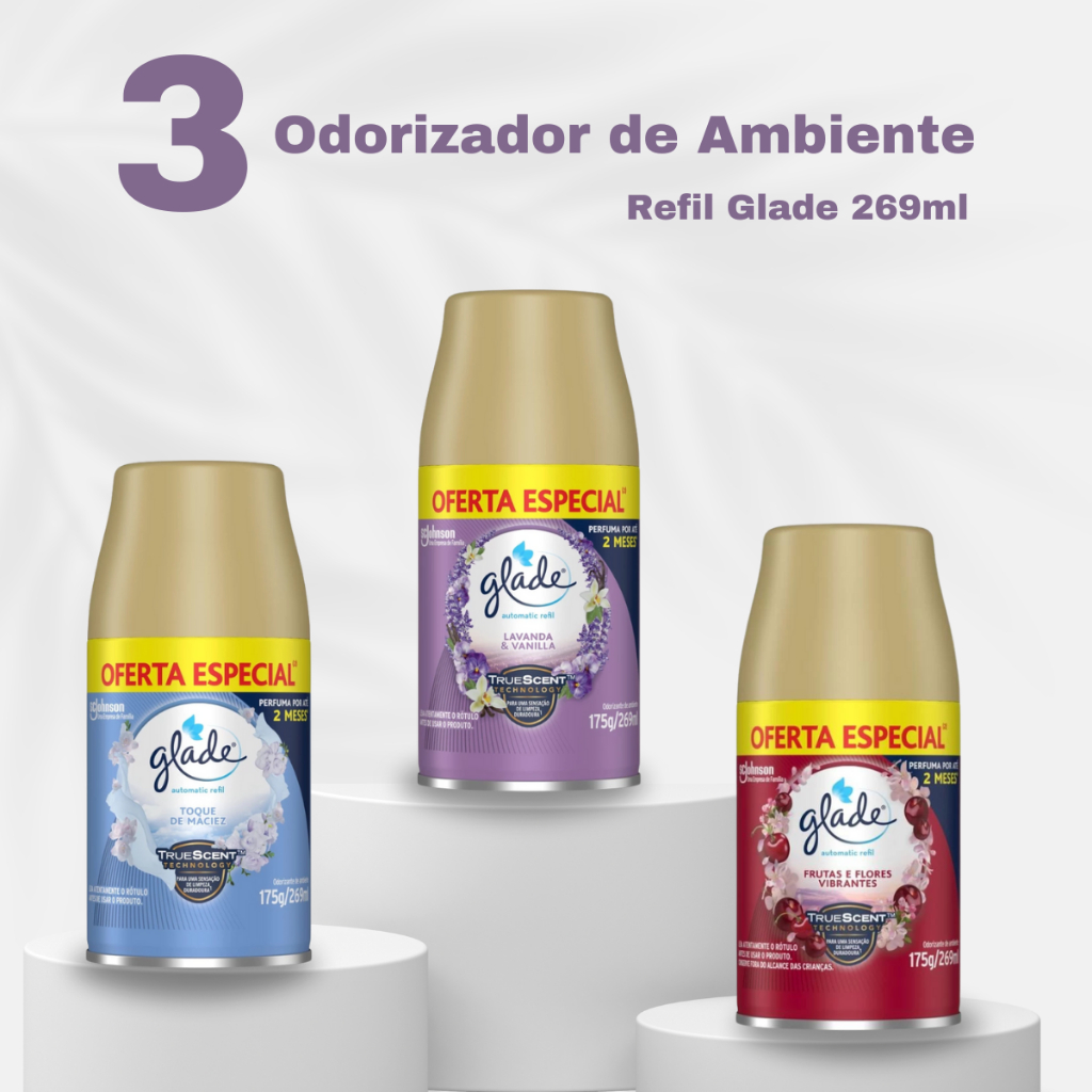 Kit 3 Glade Refil Automático – Perfume e Frescor para Seu Ambiente ...