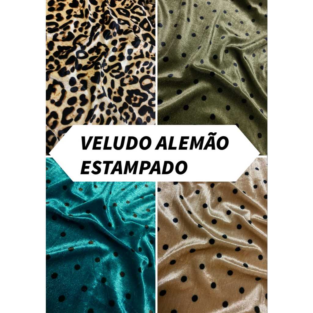 TECIDO VELUDO ALEMÃO, VELUDO CRISTAL ESTAMPADO (1m x 1,50m) | Shopee Brasil