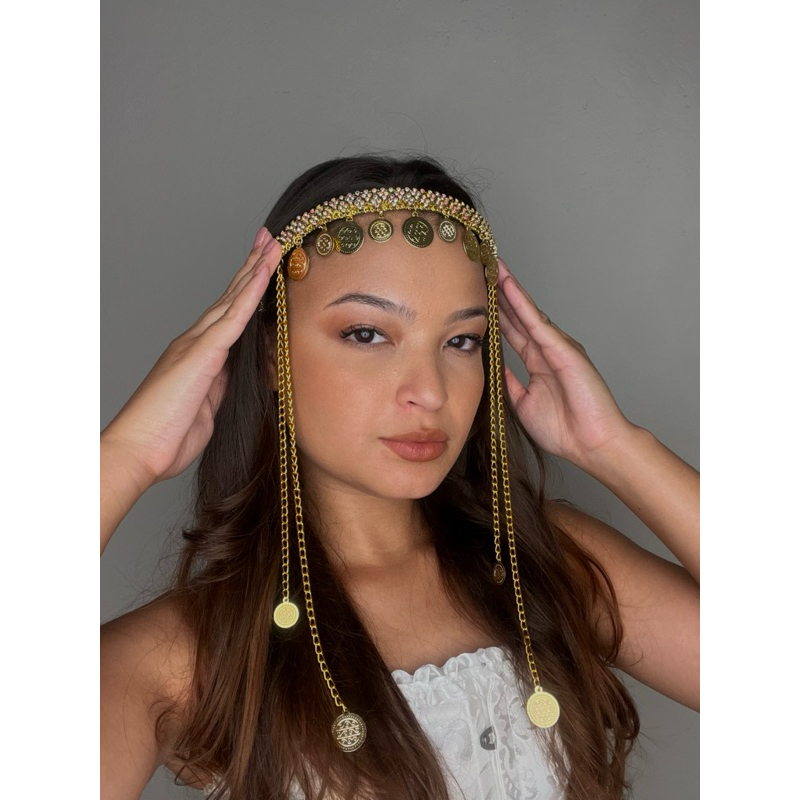 tiara cigana medalhão e corrente luxo | Shopee Brasil