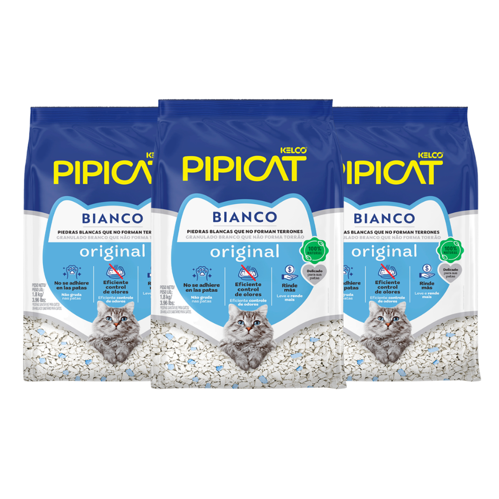 Pipicat Bianco Original para Gatos 1,8 kg KIT com 3 UNIDADES | Shopee Brasil