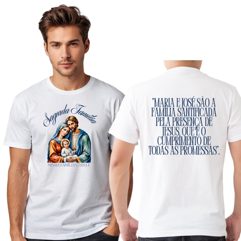 Camiseta Unissex Sagrada Família Blusa Jesus Maria e Jose Infantil ...