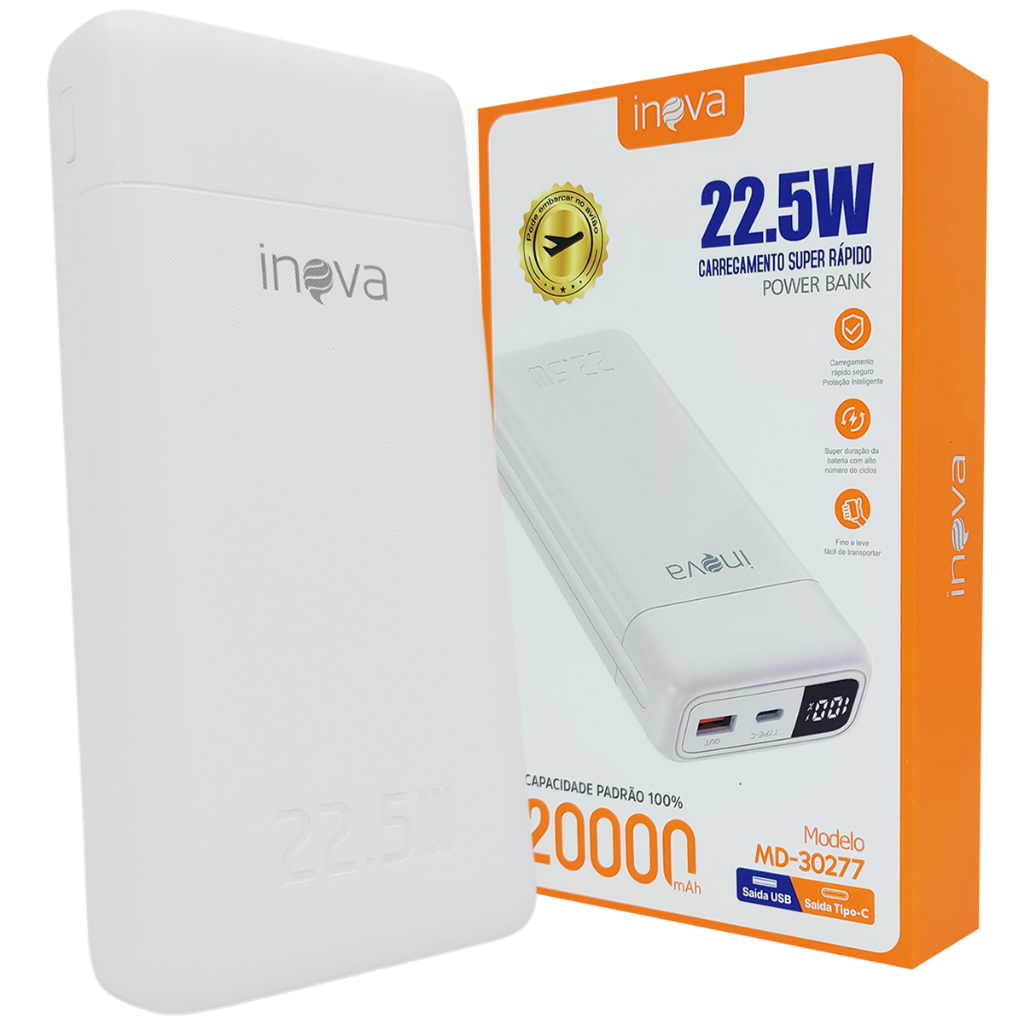 Power Bank Carregador Portátil 22.5W Turbo 20000mAh Original Inova ...