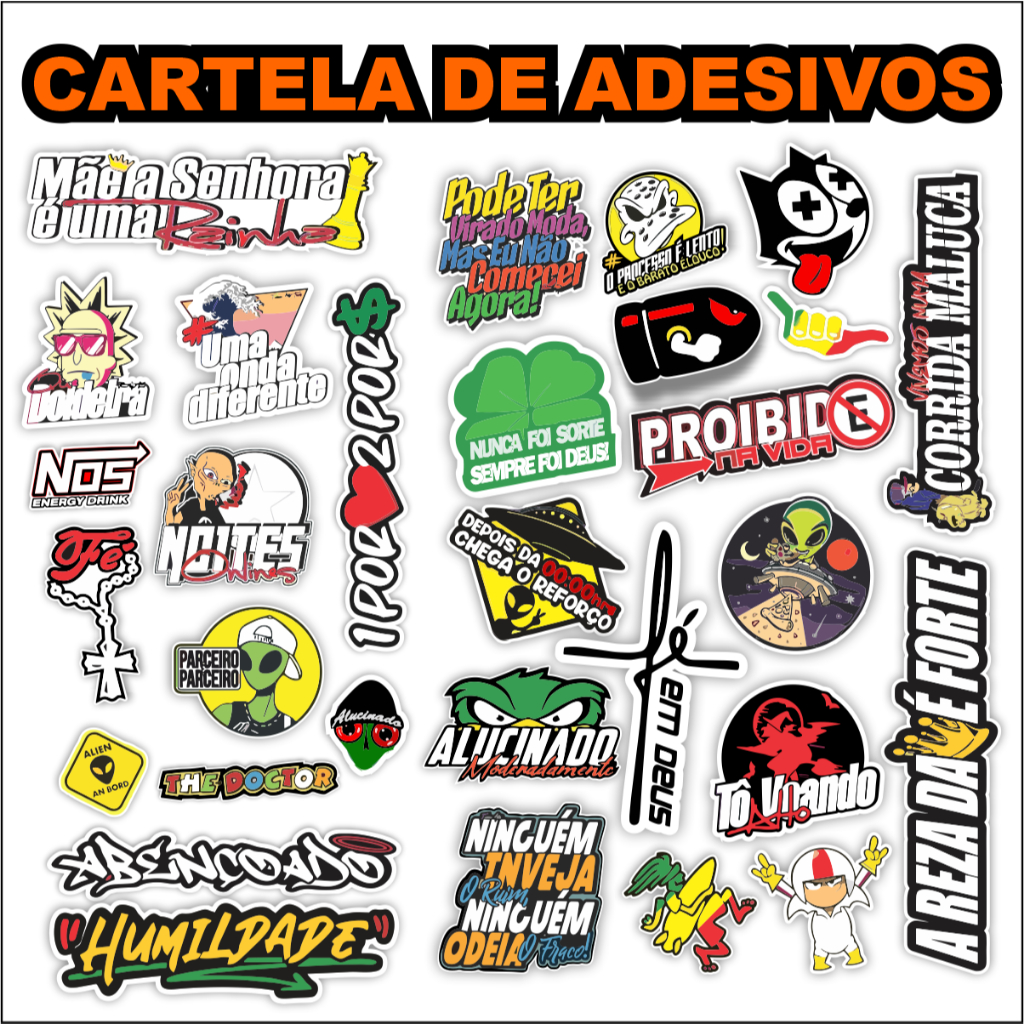Kit 160 Super Adesivo Para Moto Bike Carro Alta Resolução Super Cartela ...