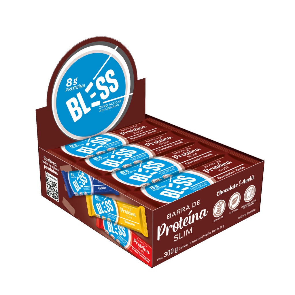 Barra de Proteina Bless Chocolate com Avelã Zero Açúcar Adicionado 25g ...