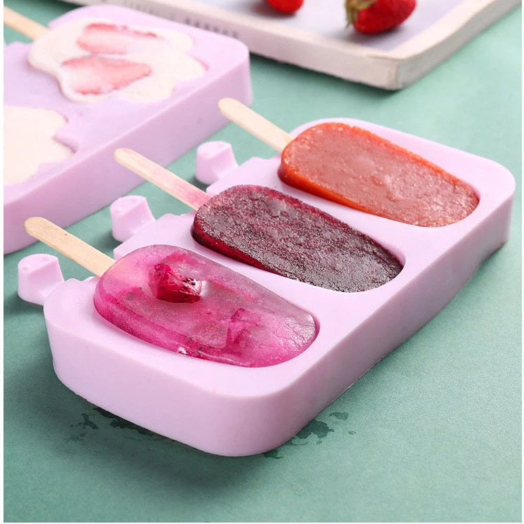 Forma Sorvete Silicone Para Picolé C/ 50 Palitos com tampa / sobremesa ...