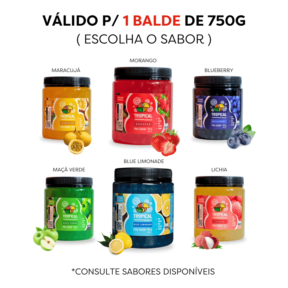 Tropical Bubbles Balde 750g para Drinks e Sobremesas - Vários Sabores ...