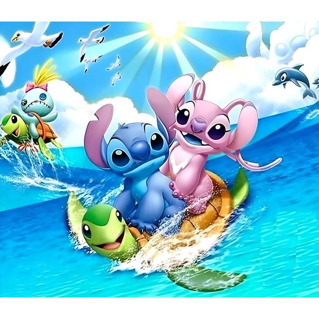 PAINEL EM LONA RETANGULAR STITCH E ANGEL - STITCH E LILO DECORAÇÃO ...