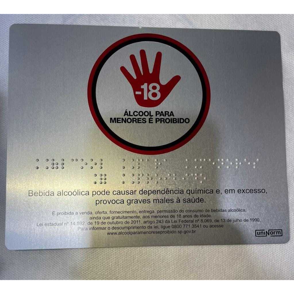 PLACA DE SINALIZAÇÃO - PROIBIDO ALCOOL PARA MENORES DE 18 ANOS ...