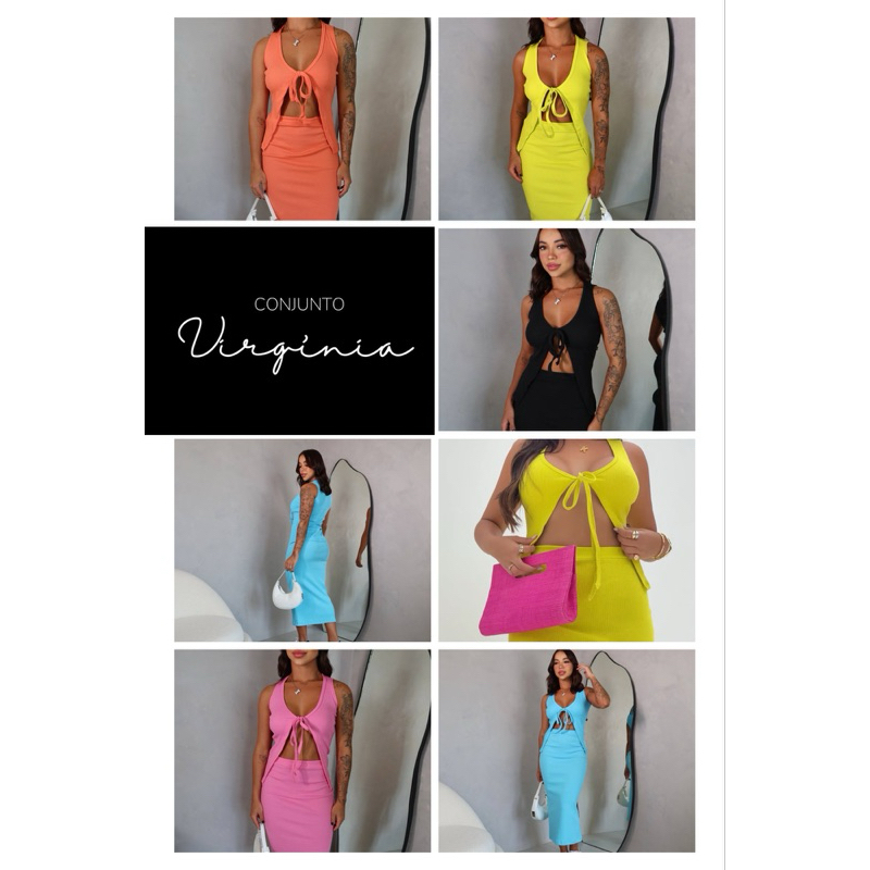 Conjunto Virginia modal Tecido Ribana com elastano encorpado | Shopee ...