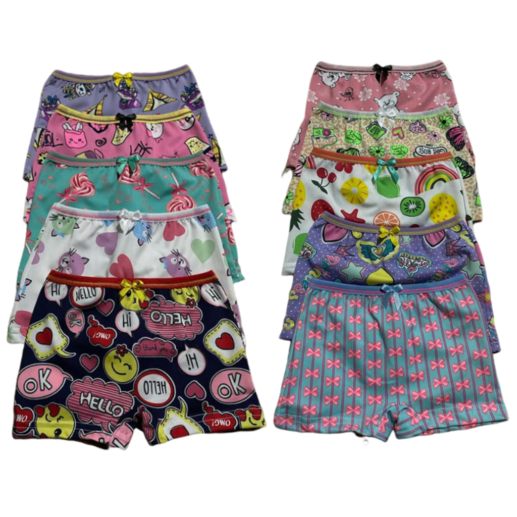 Kit 10 Calcinha Box Boxer Shortinho Infantil Menina de Microfibra ...