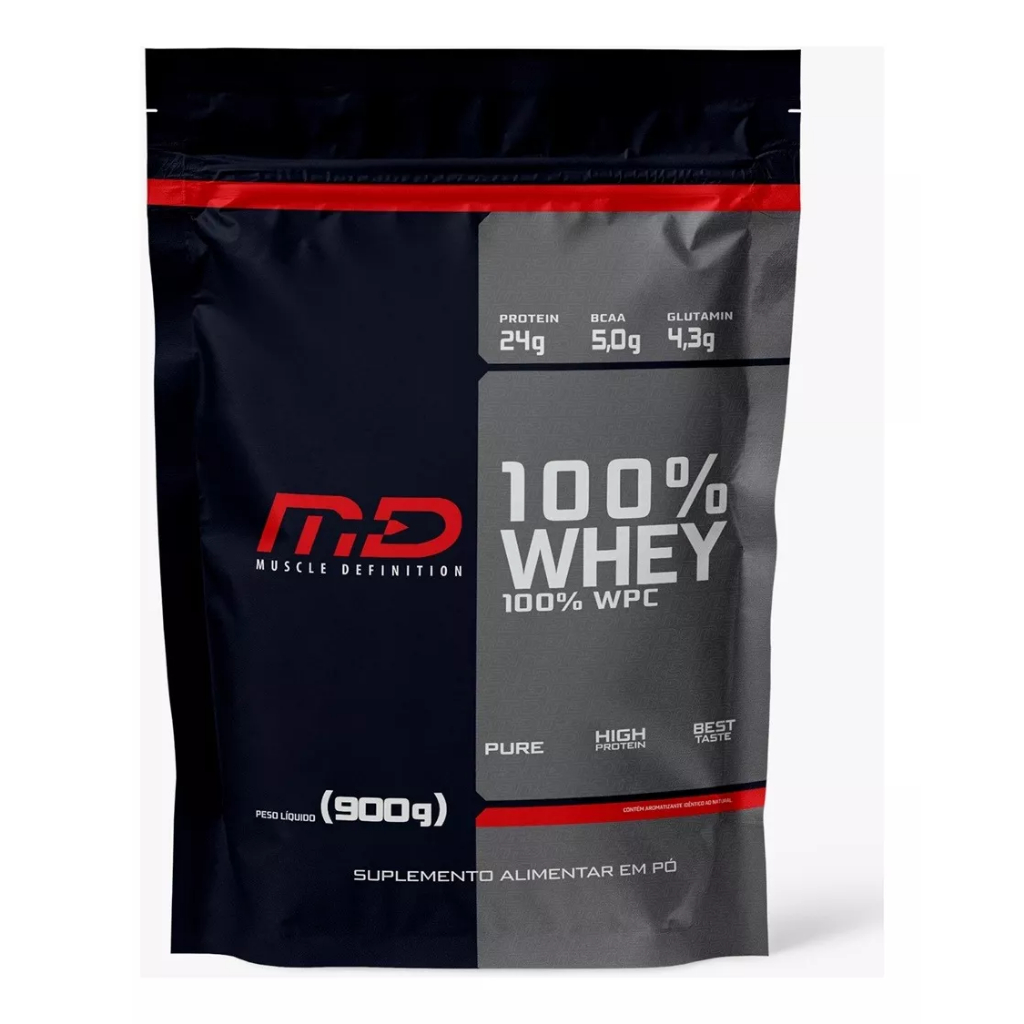100% Whey Concentrado - MD - Dose 32g - 24g Proteína 3,9g Carbo - Refil ...