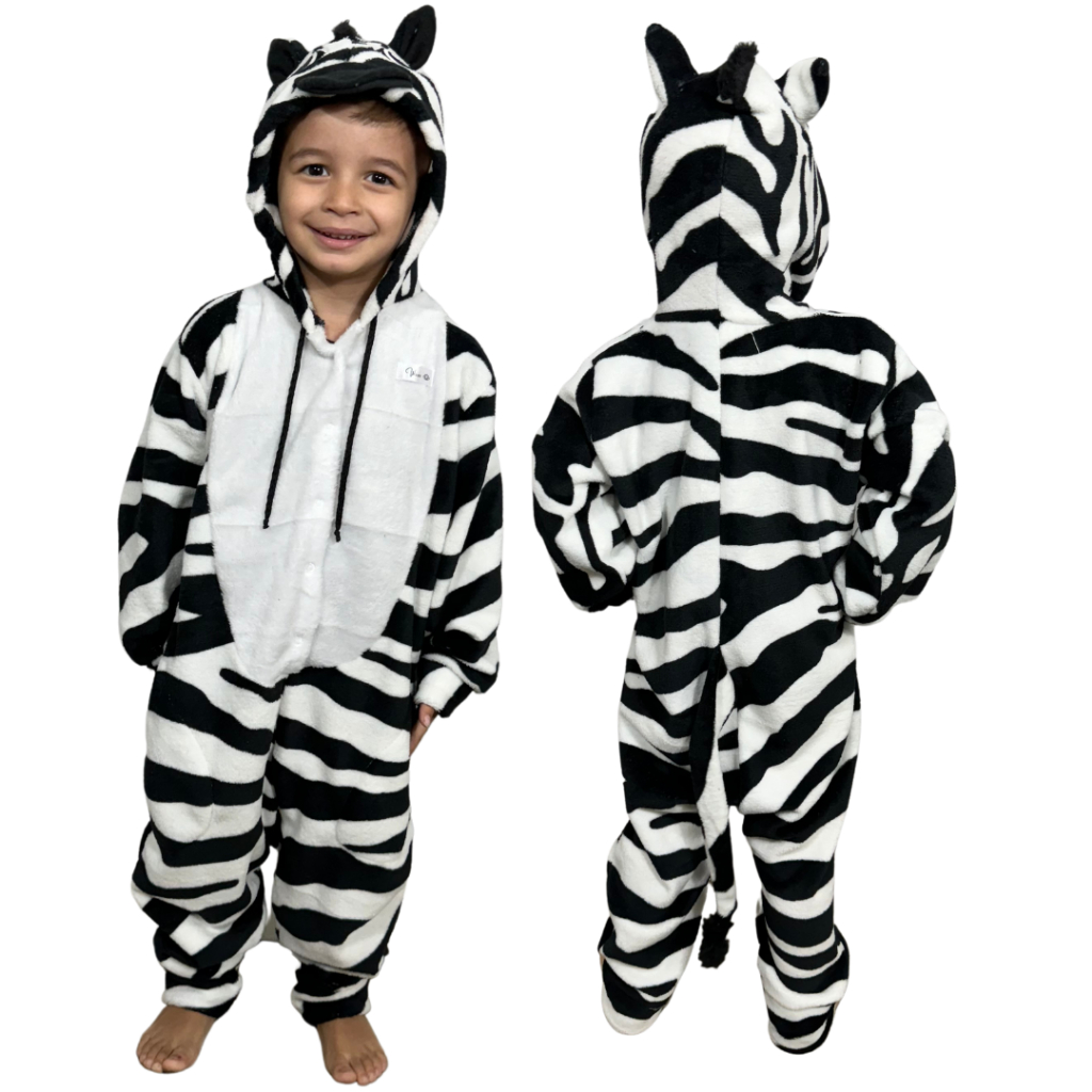 Pijama Macacão Zebra Infantil Quentinho Peluciado com botões | Shopee ...