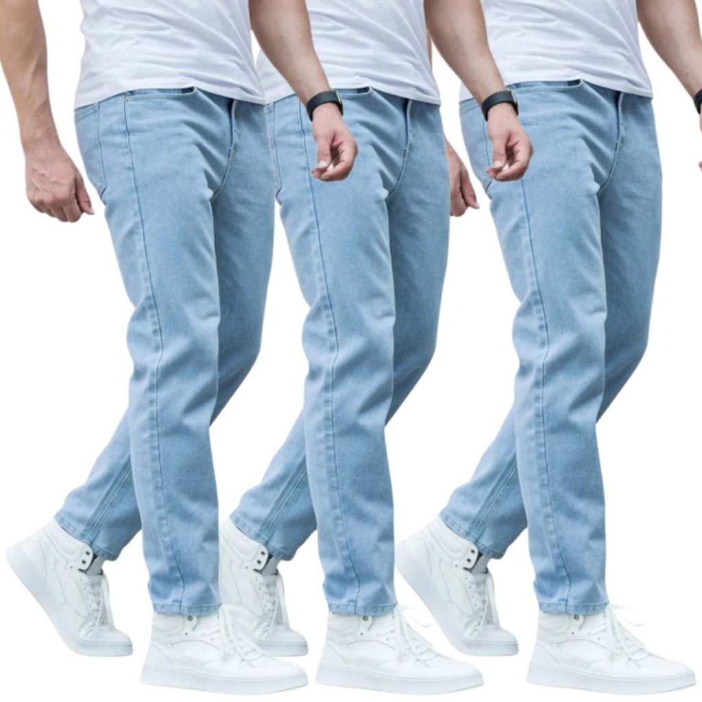 Kit 3 Calça Jeans Tradiconal Masculina N/skinny P/ Trabalho | Shopee Brasil