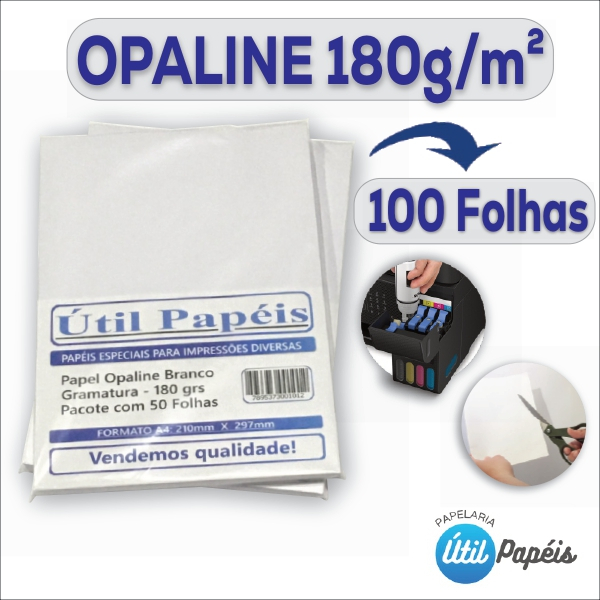 Papel Opaline 180g Branco 100 Folhas Folha lisa OffSet A4 210x297 | Shopee Brasil