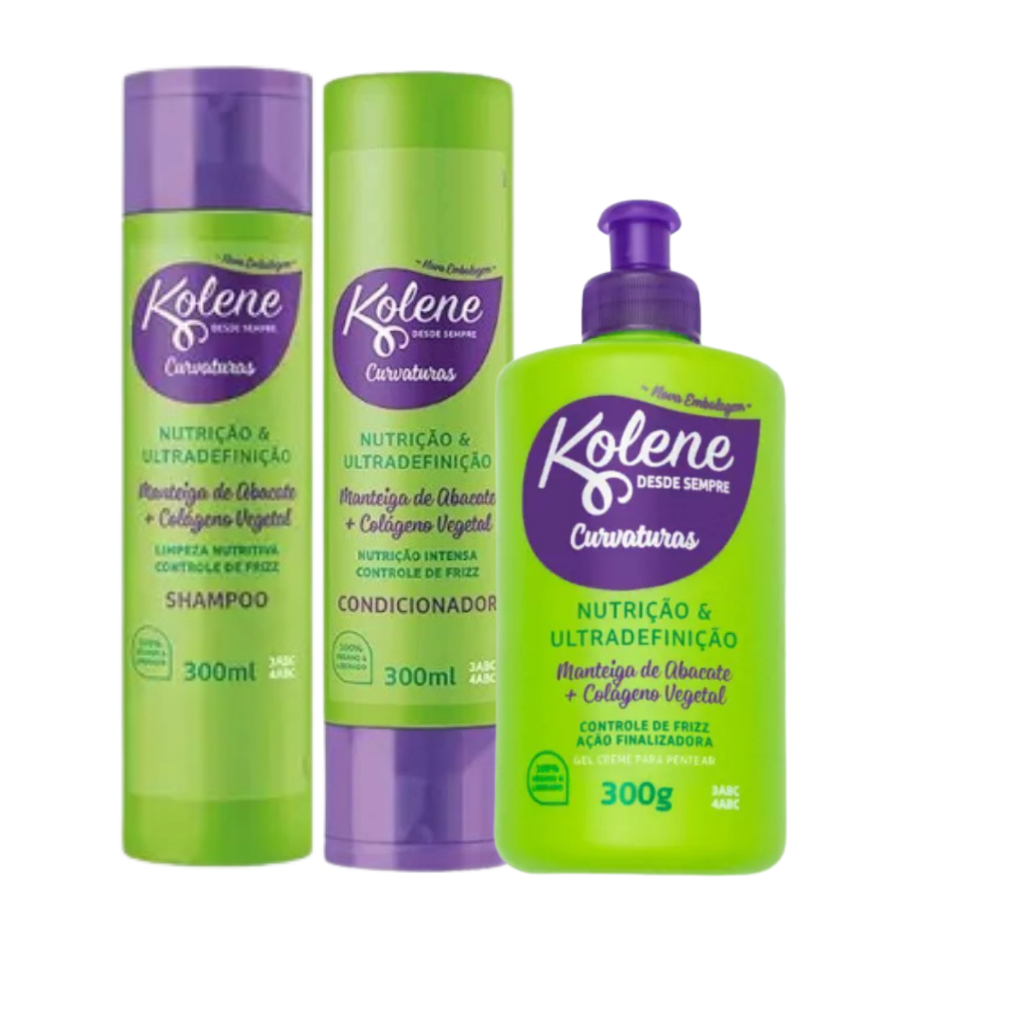 Kit Kolene Curvaturas Shampoo + Condicionador 300ml + Gel Creme Para ...