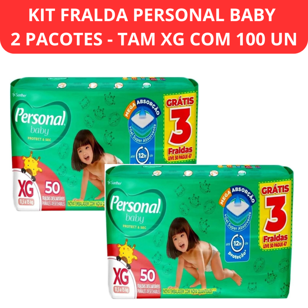 Kit 2 Pacotes Fralda Personal Baby Hiper M 70un - Total 140un | Shopee ...
