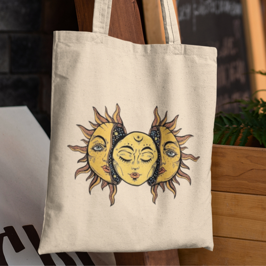 Bolsa Ecobag Básica Diversos Sol e Lua Esotérico Mística Brim Leve Algodão | Shopee Brasil