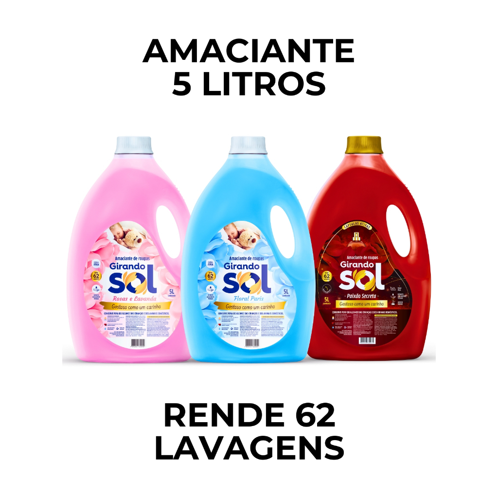 Amaciante de Roupas 5 Litros - Girando Sol (Floral Paris, Rosas e ...