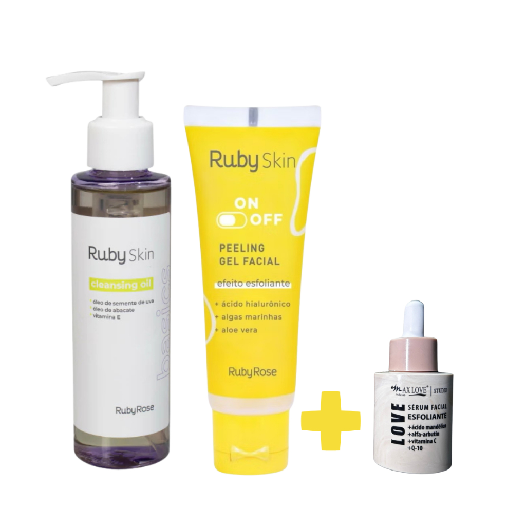 KIT CLEANSING OIL RUBY SKIN E PEELING FACIAL + BRINDE | Shopee Brasil