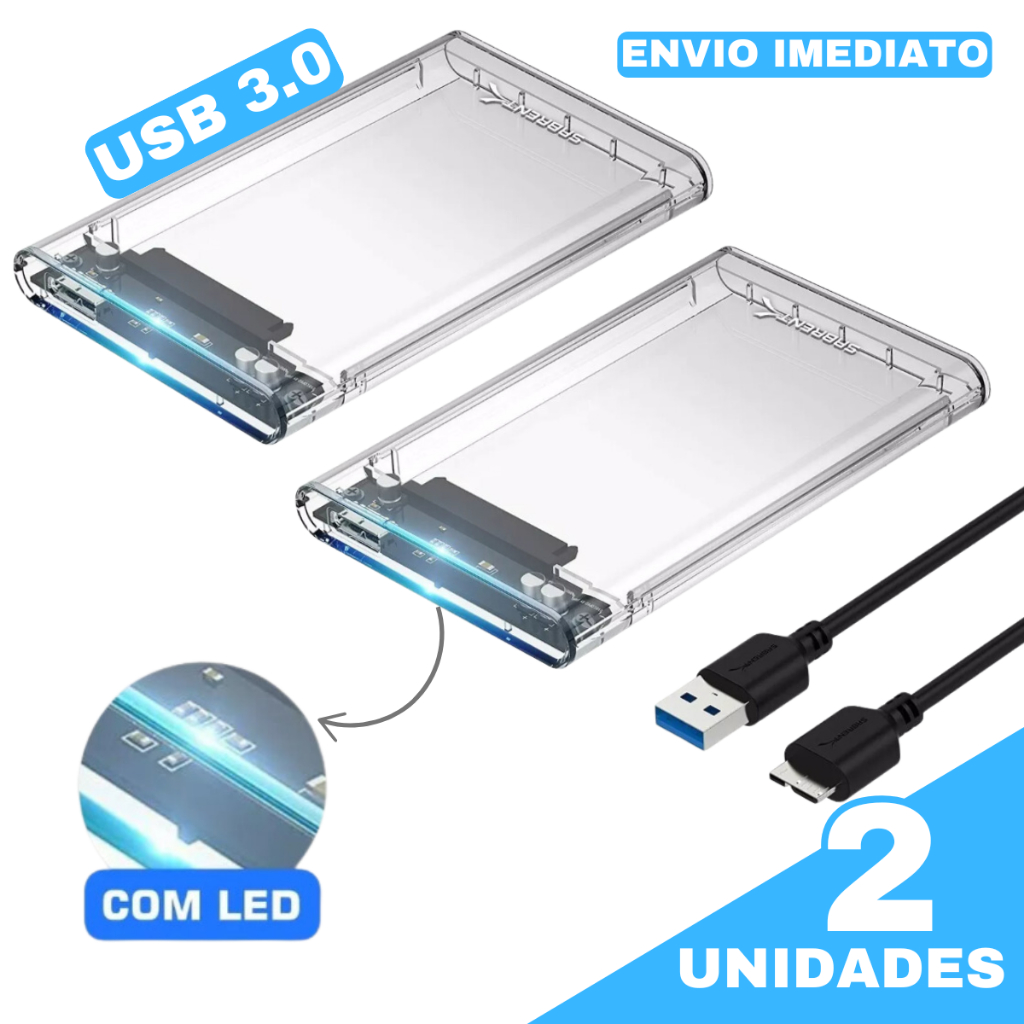 Case Hd Externo 2.5 Notebook Usb 3.0 Compatível Ps4 Xbox One Pc 6gbps ...