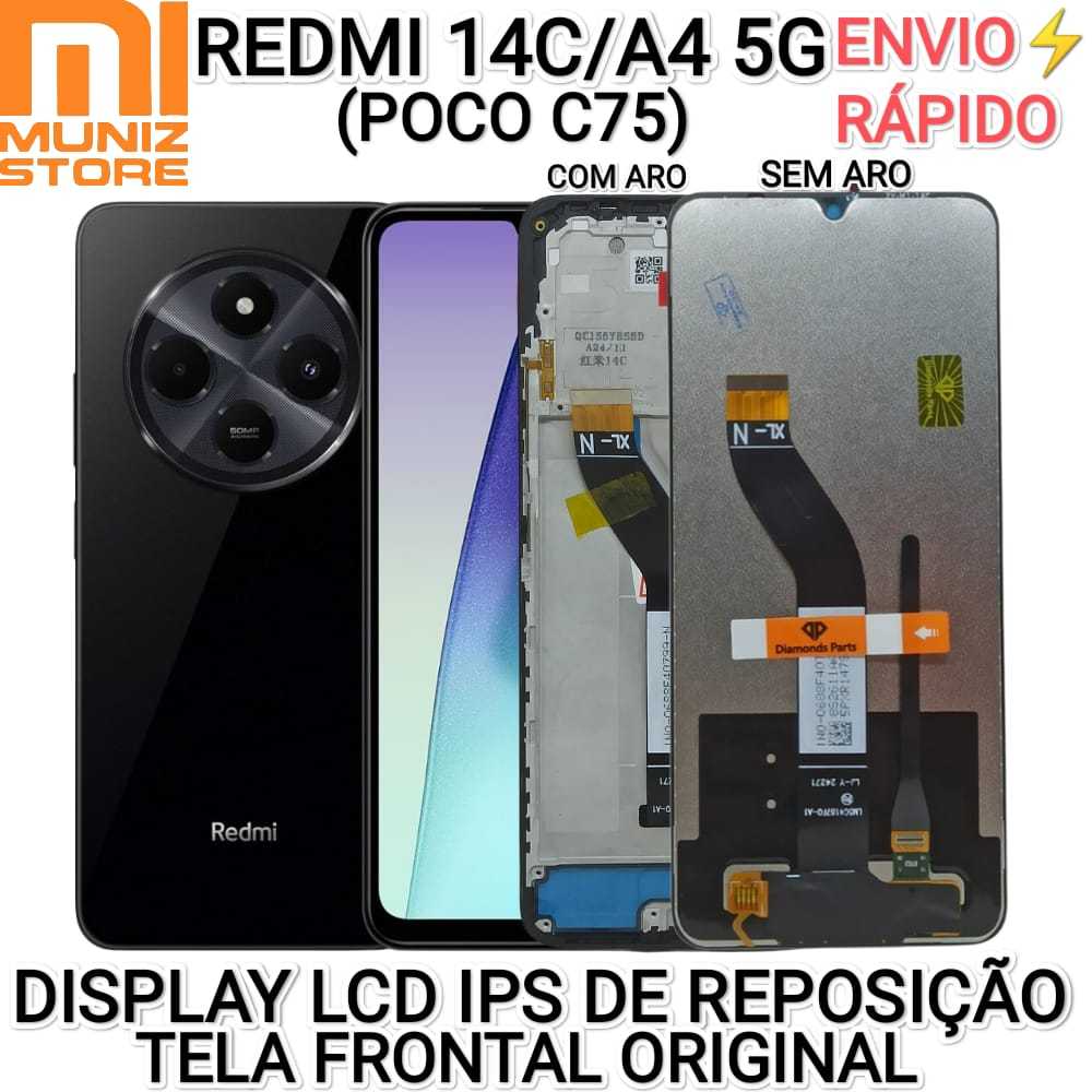 Display Redmi 14C/ Poco C75/A4 5G Xiaomi Frontal Original Nacional Tela LCD IPS Sem Aro e Com ...