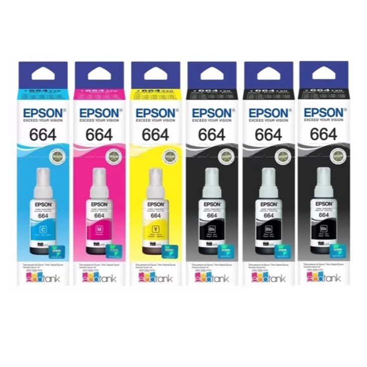 Kit 6 tintas T664 664 epson L395 L380 L375 L220 L455 original | Shopee ...