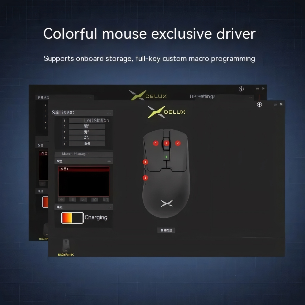 Mouse Gamer Delux M900 Pro Sem Fio, PAW3395 8000hz, Ergonômico + Doca ...