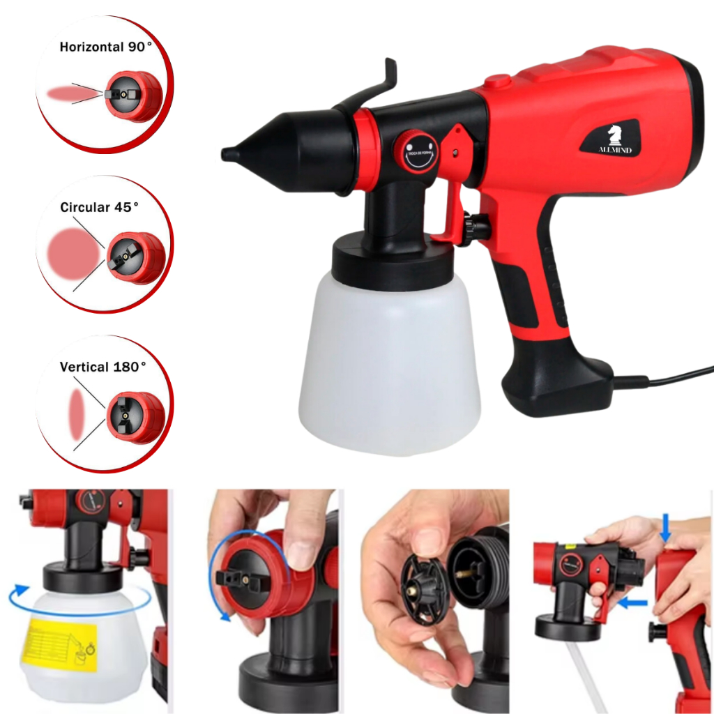 Pistola Elétrica para Pintura Pulverizador de tinta Compressor com Bico de Metal 900w | Shopee ...