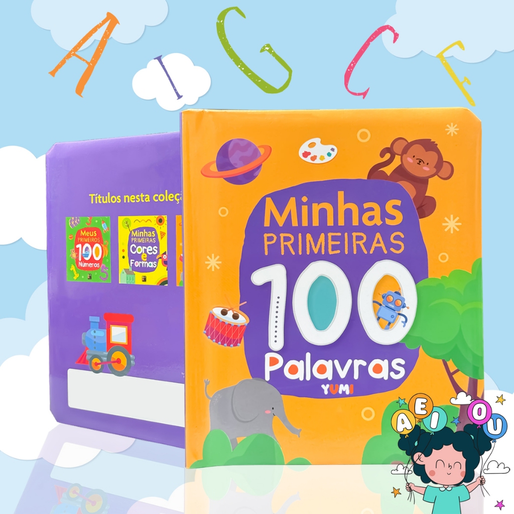 Livro Infantil do Bebê Minhas Primeiras 100 Palavras Capa Dura Premium ...