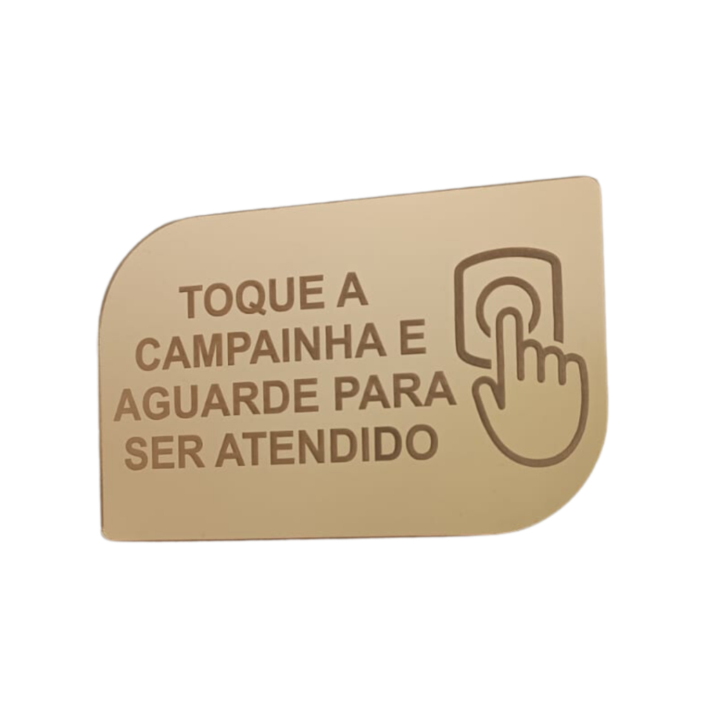 Placa de Sinalização "Toque a campainha" Feita em Acrílico Espelhado ...