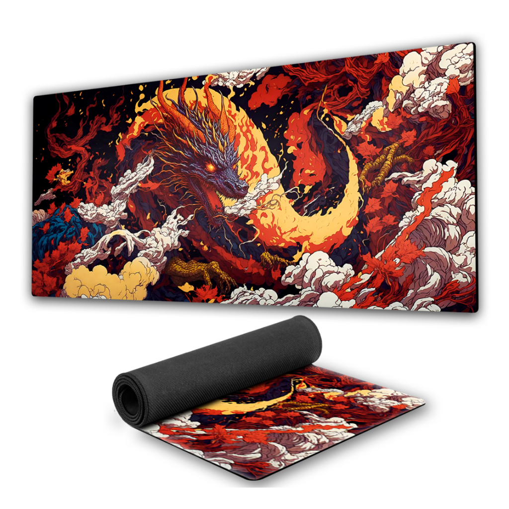 Mouse Pad Dragão de Fogo Premium fundo de borracha 90x40cm 80x30cm 900x400 800x300 speed gamer ...