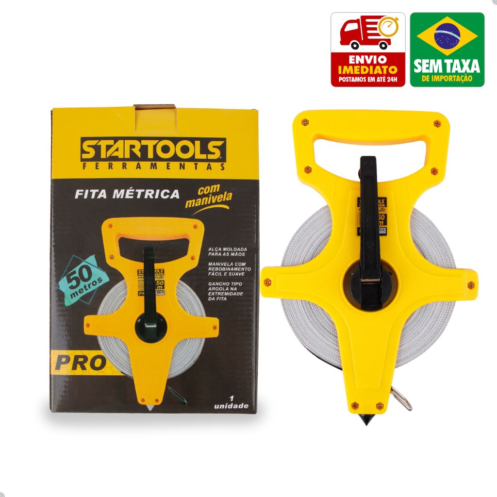 Trena Fibra de Vidro Fita Métrica 50 ou 30 Metros Startools AR0115 ...