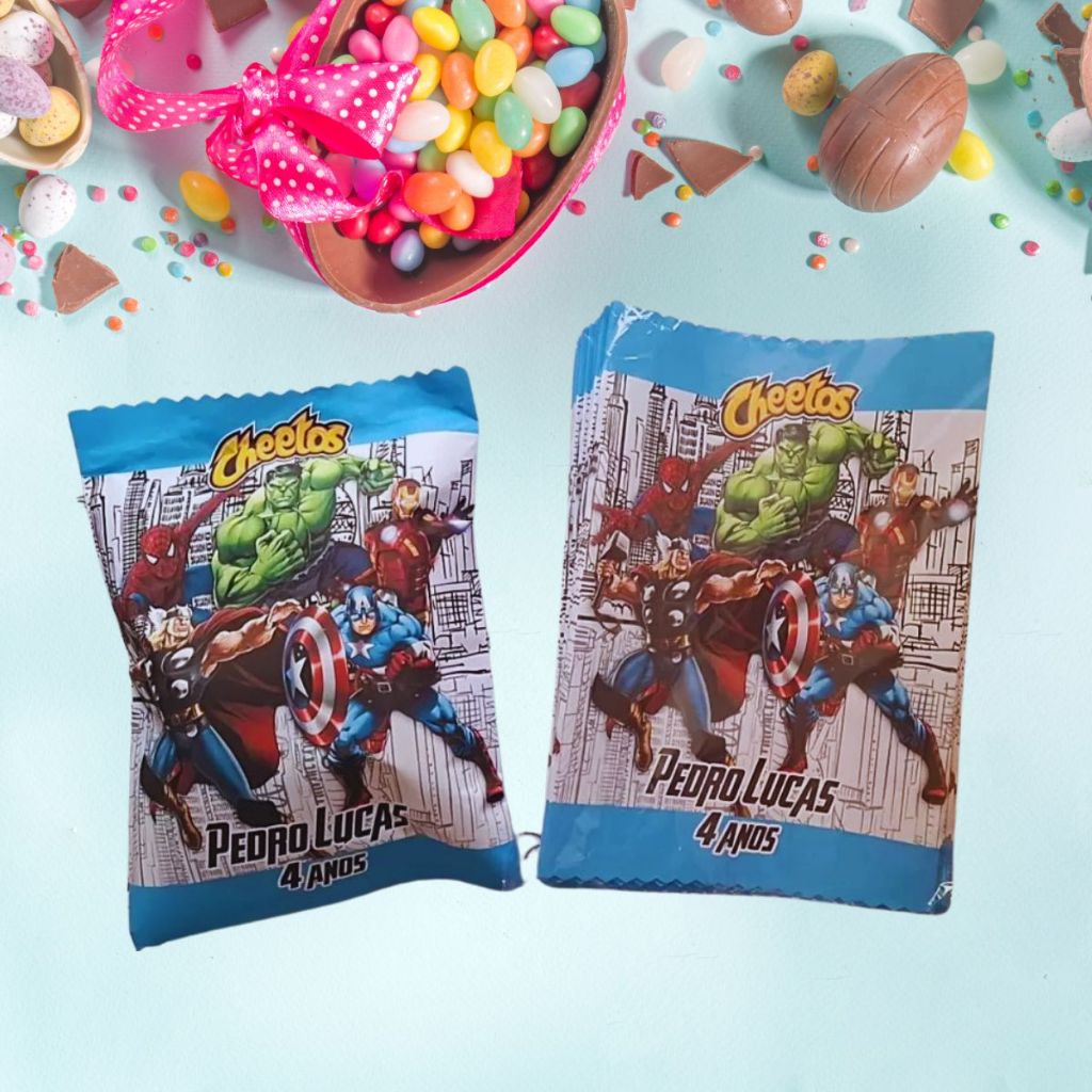 kit festa 40 saquinhos para cheetos+10 adesivos para kit kat | Shopee ...