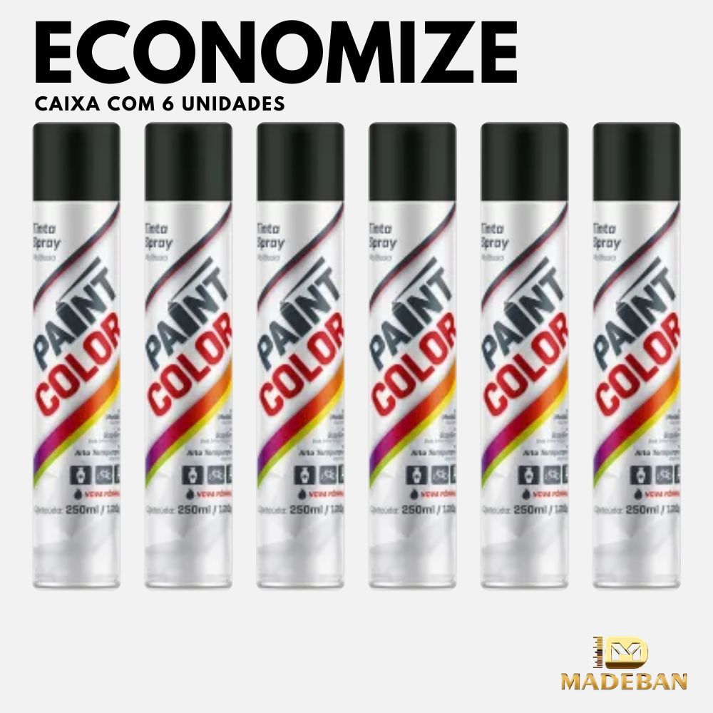 Tinta Spray Paint Color 250ml Uso Geral Preto Fosco | Shopee Brasil