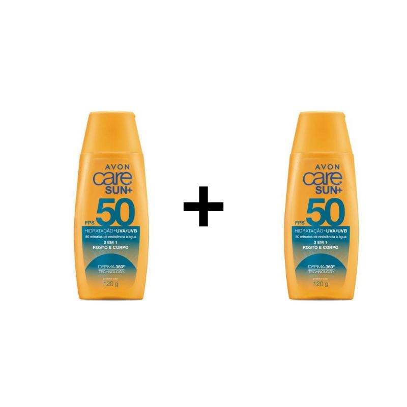 Kit C/2 Protetor Solar Rosto e Corpo Avon Care Sun FPS 50 2 em 1 120 ml cada | Shopee Brasil