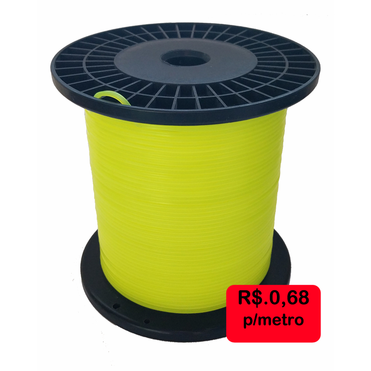 Bobina Fio de Nylon para roçadeira 2,7mm 250 mts. quadrado 2 kgs ...